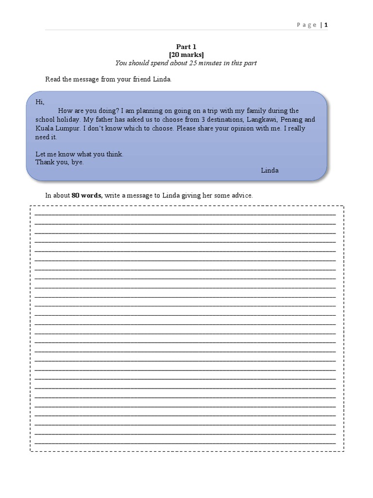 Form 2 Writing Exam | PDF