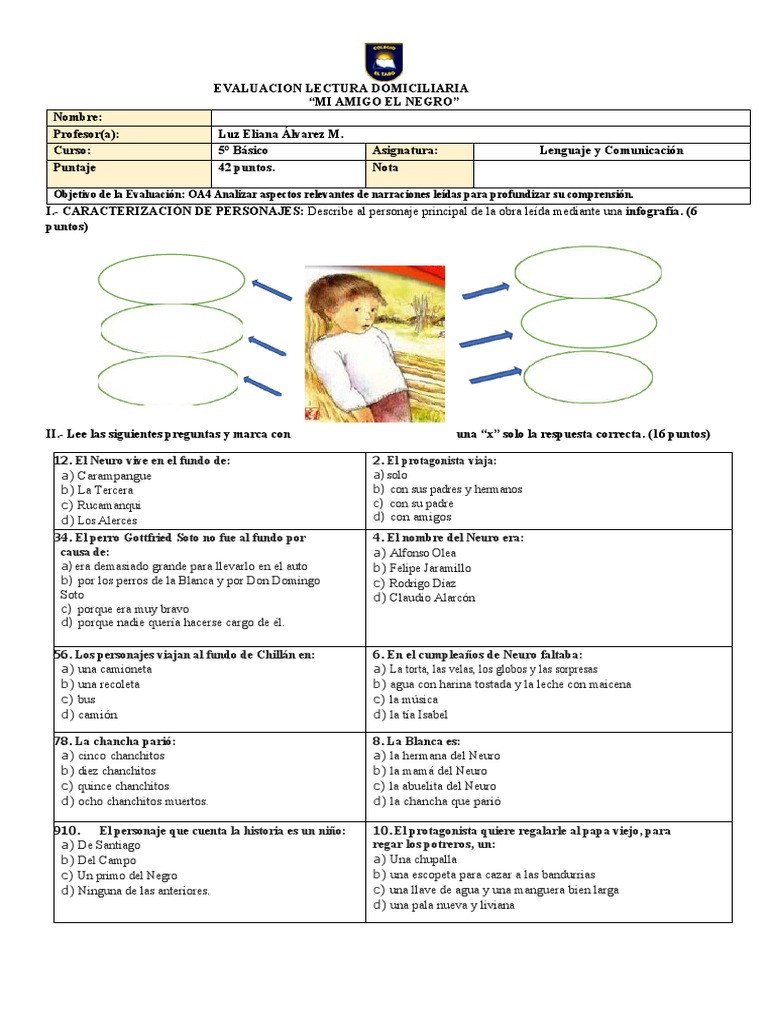 5°mi Amigo El Negro Evaluacion | PDF