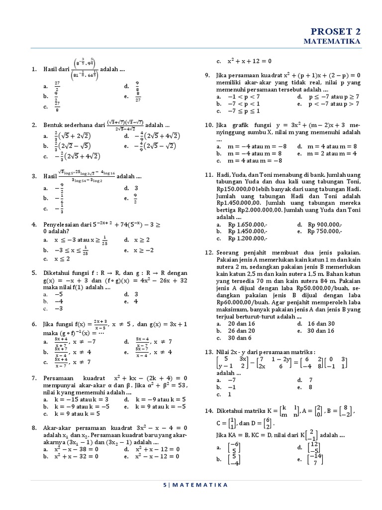 Proset 2 Math | PDF