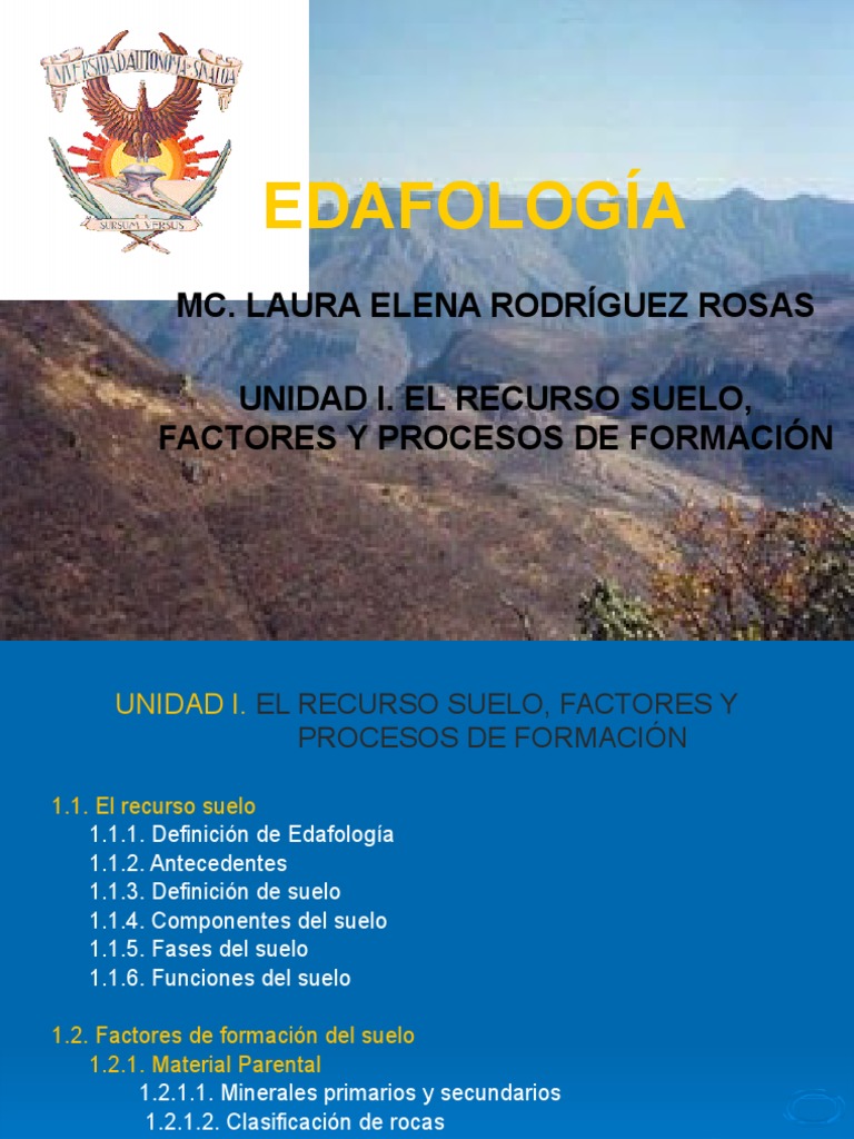 Unidad I Edafología | Descargar gratis PDF | Suelo | Roca (geología)