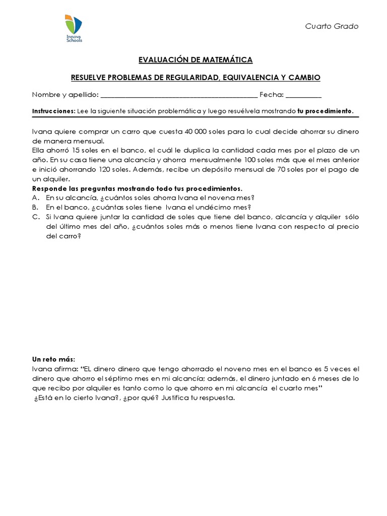 Resuelve Problemas de Regularidad Equivalencia y Cambio - 4 - 02230932 ...