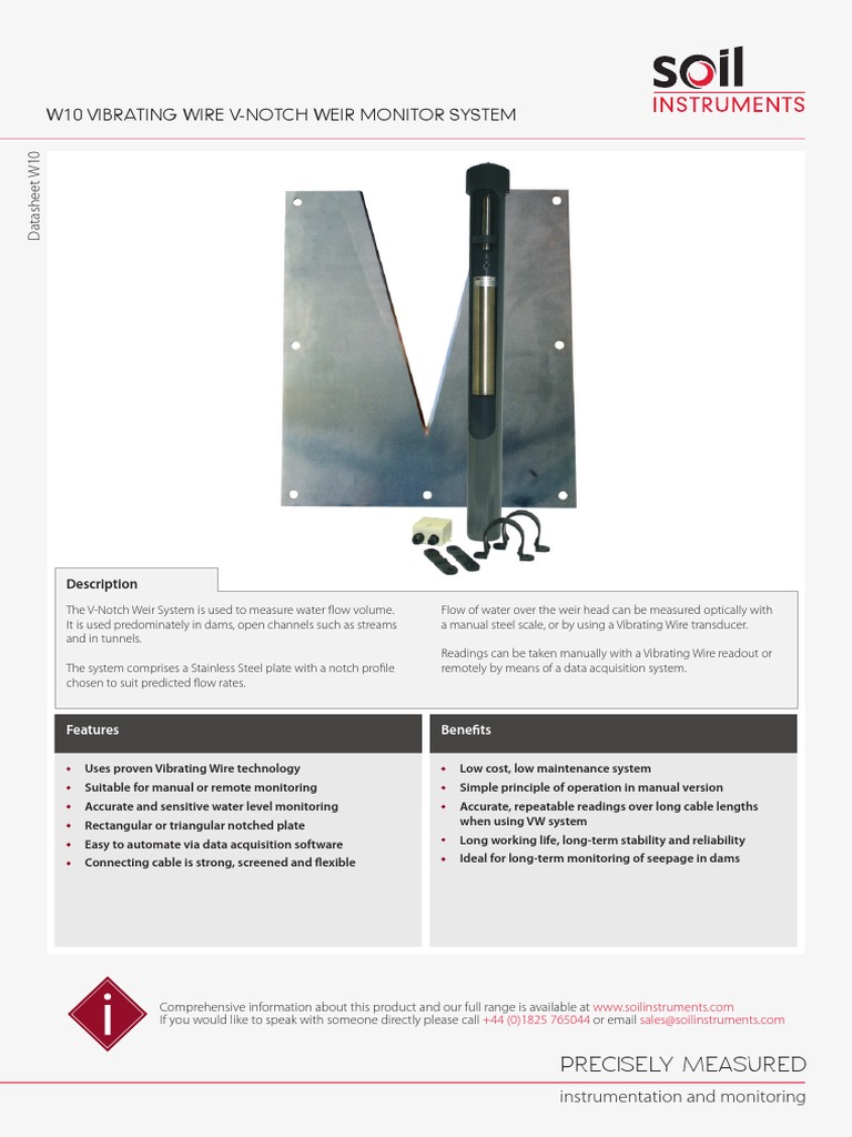 W10 Vibrating Wire V-Notch Weir Monitor System | PDF | Wire | Sensor