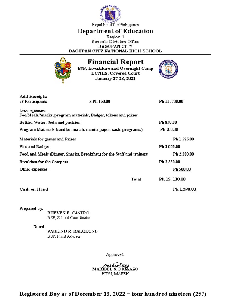 GSP Financial Report | PDF | Scouting | Youth Organizations