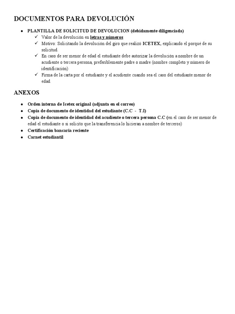 Documentos para Devolución Actual | PDF