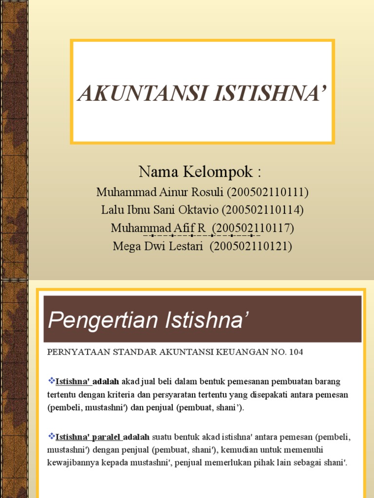 Akuntansi Istishna' Paralel dan Karakteristiknya | PDF