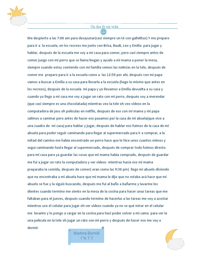Un día en la vida de Martina Borrelli | PDF