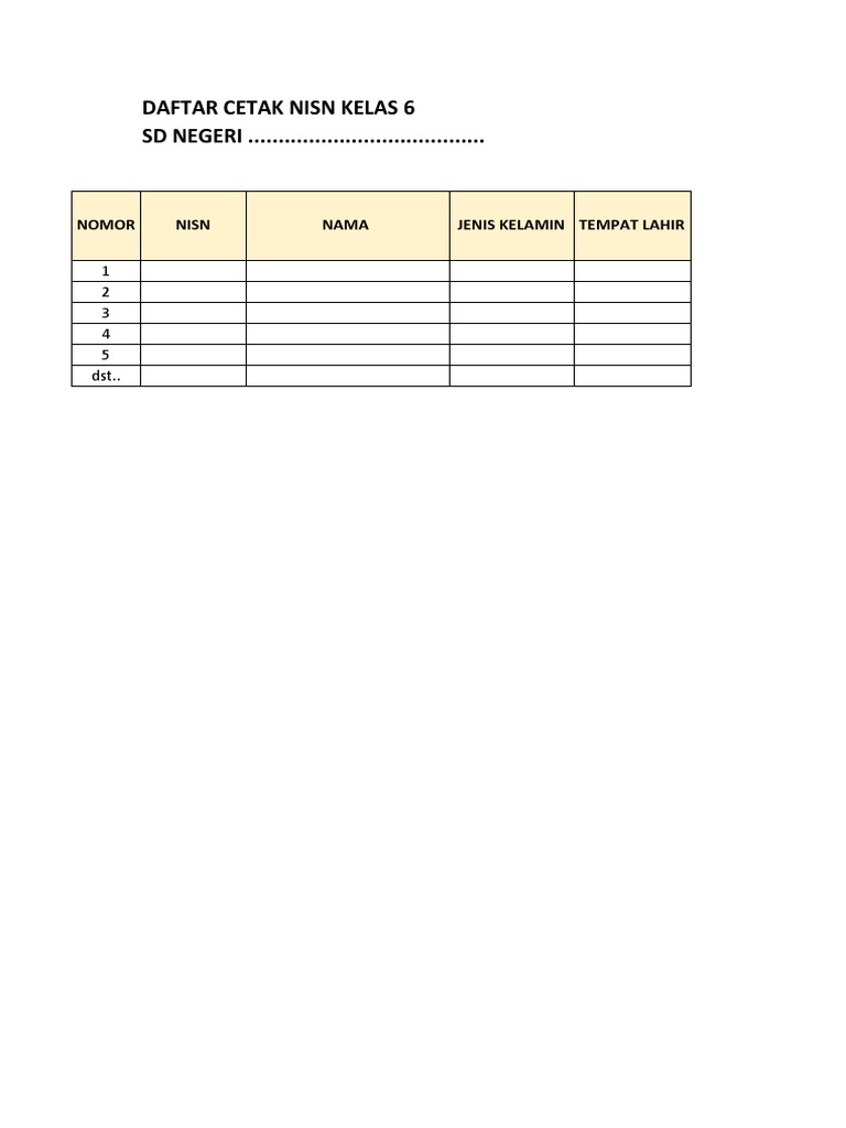 Form Cetak Nisn Sd...... | PDF