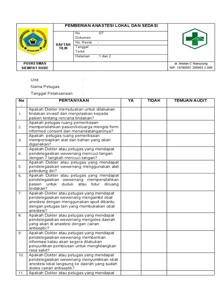 Prosedur Anestesi Lokal dan Sedasi | PDF