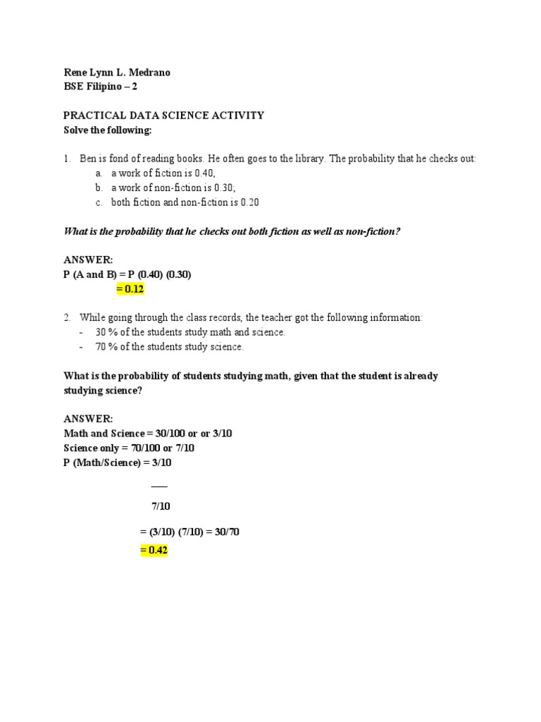 Rene Lynn Medrano Probability | PDF | Teaching Methods & Materials