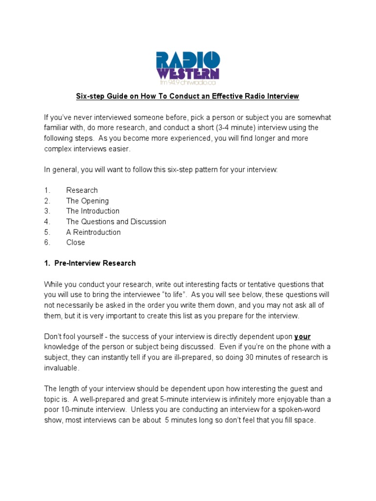 Effective Radio Interview Guide | PDF | Interview | Body Language