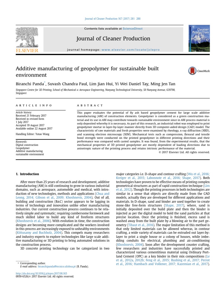 Fabricación Aditiva de Geopolímeros para Un Entorno Construido ...