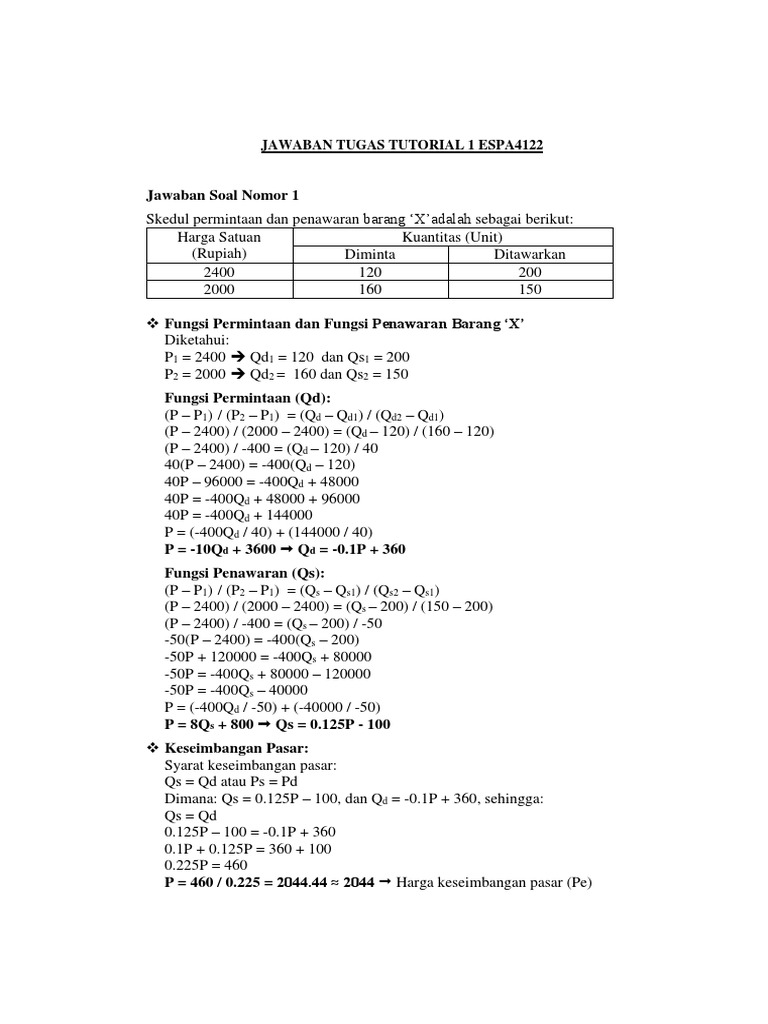 Jawaban Tugas Tutorial 2 Espa4122 | PDF