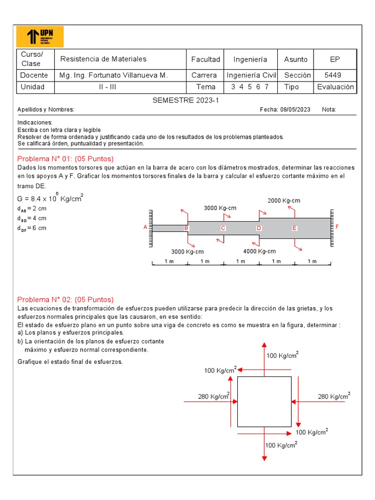 Examen Parcial I - 5449 | PDF | Viga (Estructura) | Ingeniería de Edificación