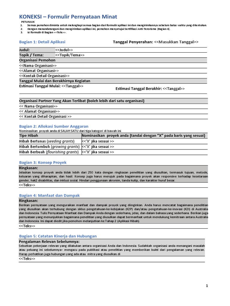 KONEKSI EOI Form - Indonesia | PDF