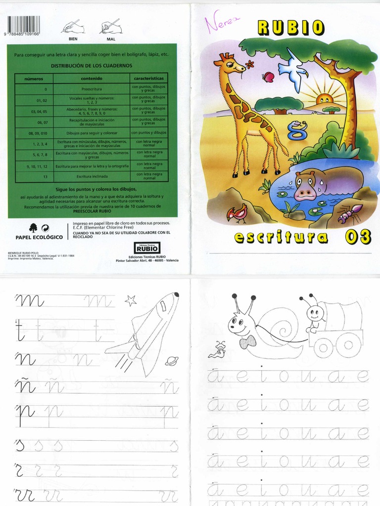 Caligrafía RUBIO escritura 03 (educación infantil)