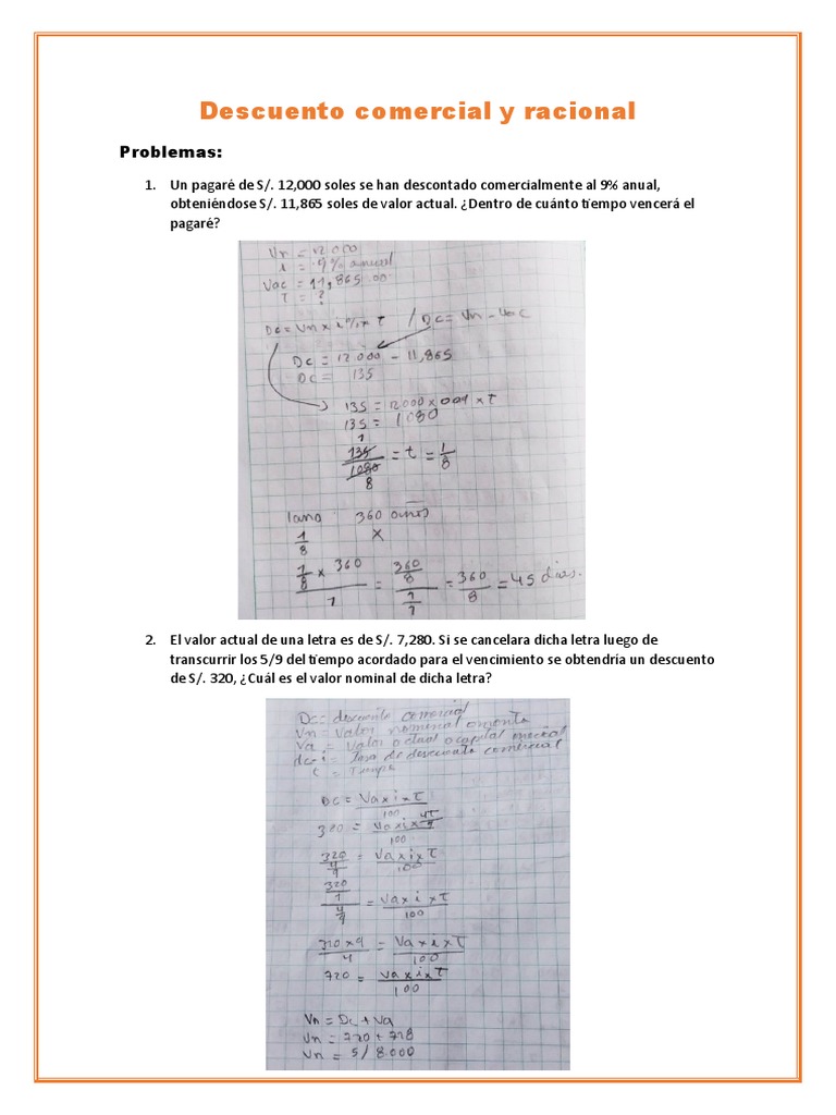 Descuento Comercial y Racional | PDF