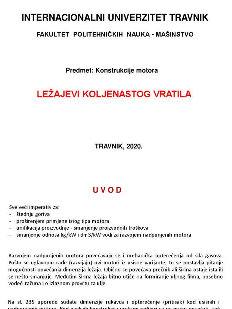 Konstrukcije - Motora - 4 - Lezajevi - Kolj - Vratila - 124373 PDF | PDF