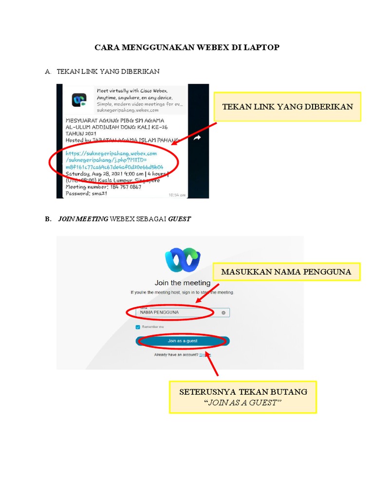 Mengakses dan Bergabung dengan Webex Meeting sebagai Tamu | PDF