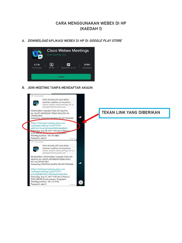 Cara Menggunakan Webex Di HP (Kaedah 1) | PDF