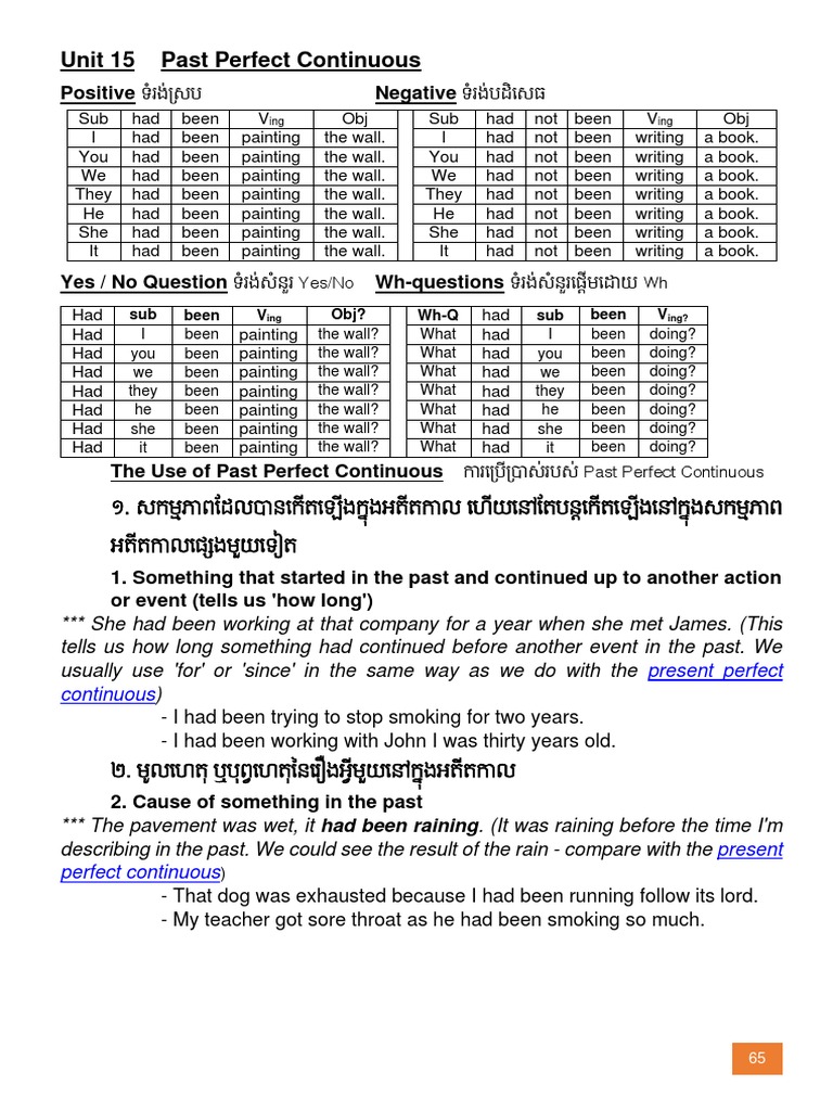 Past Perfect Continuous PDF | PDF | Grammar | Language Mechanics
