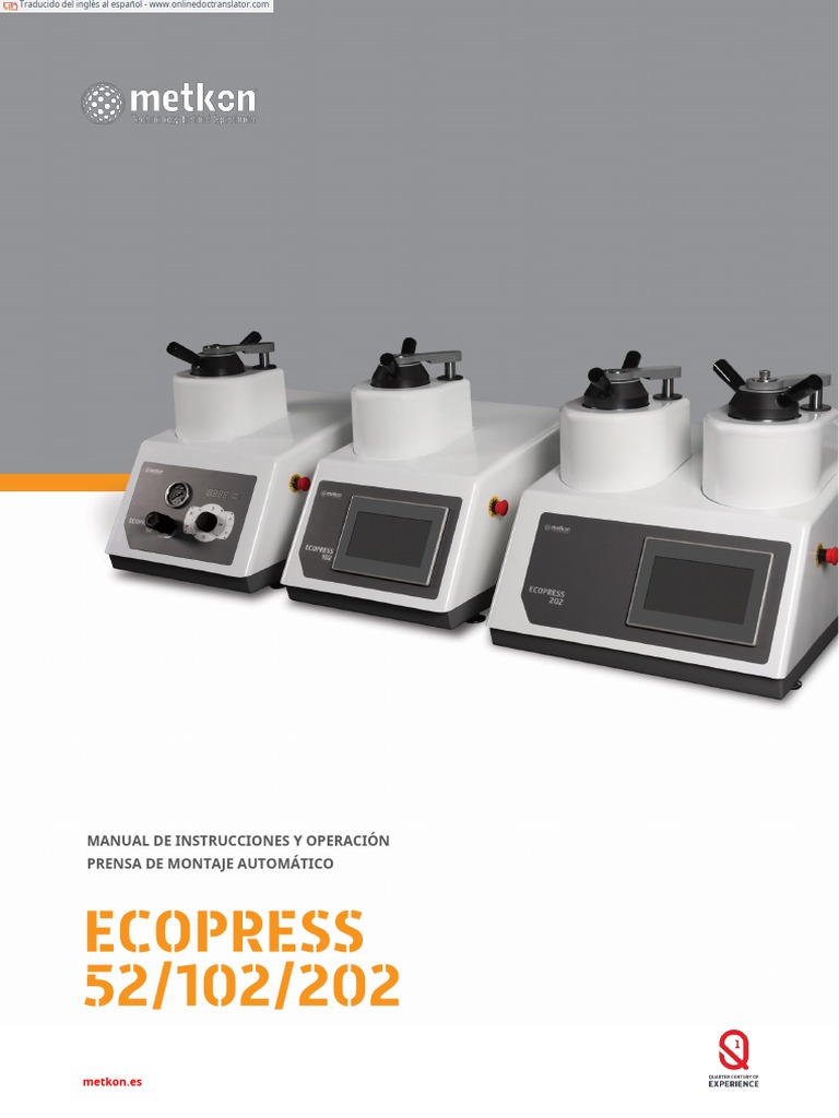 +METKON ECOPRESS Series OPERATION AND INSTRUCTION MANUAL MT22-00.en ...