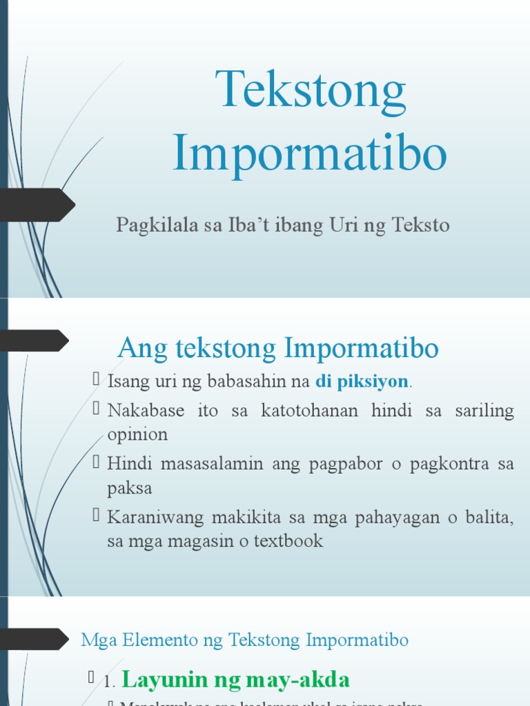 Week 1 - Tekstong Impormatibo | PDF