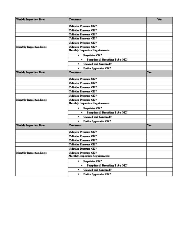 check sheet SCBA | PDF