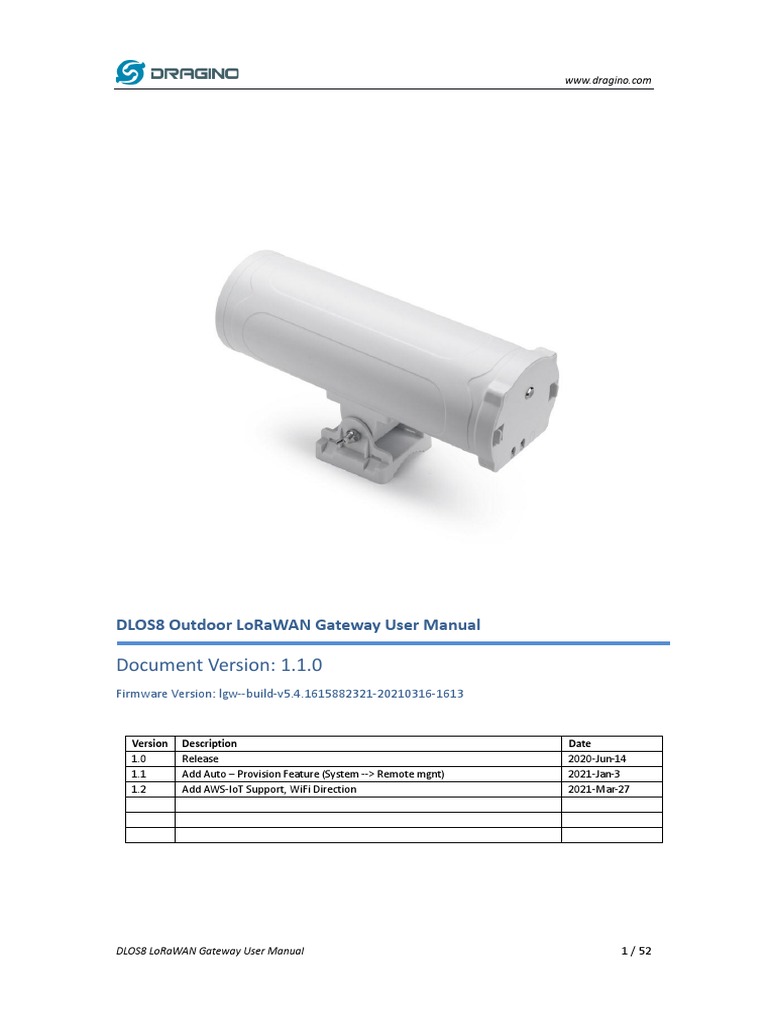 DLOS8 LoRaWAN Gateway User Manual v1.2 | PDF | Wi Fi | Computer Network