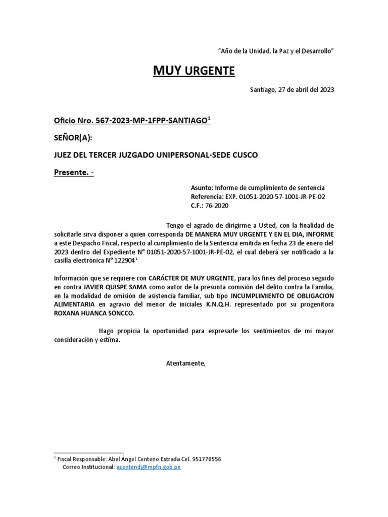 OFICIO Caso 76-2020 | PDF