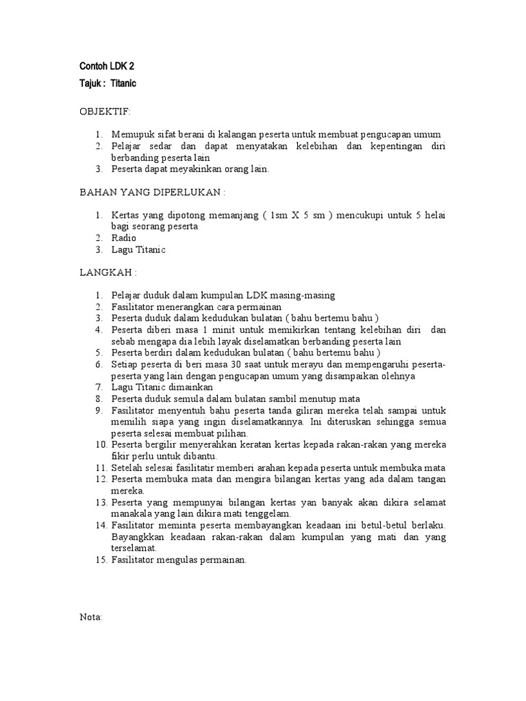 Contoh LDK 2 | PDF | Karier & Perkembangan