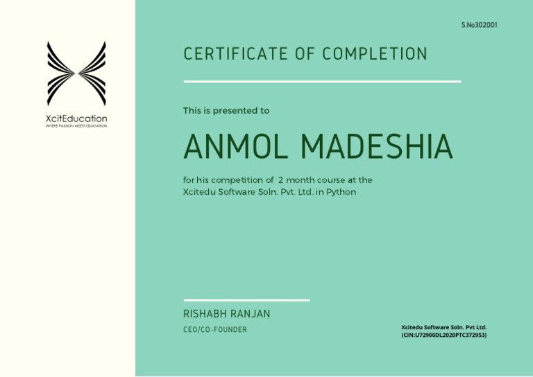 Anmol Certificate | PDF
