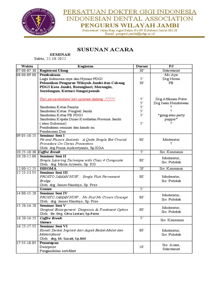 Susunan Acara JDE I | PDF