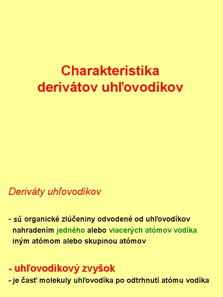 Charakteristika Derivã¡tov Uhä Ovodã Kov | PDF