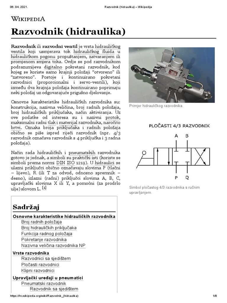 Razvodnik (Hidraulika) - Seminarski PDF | PDF