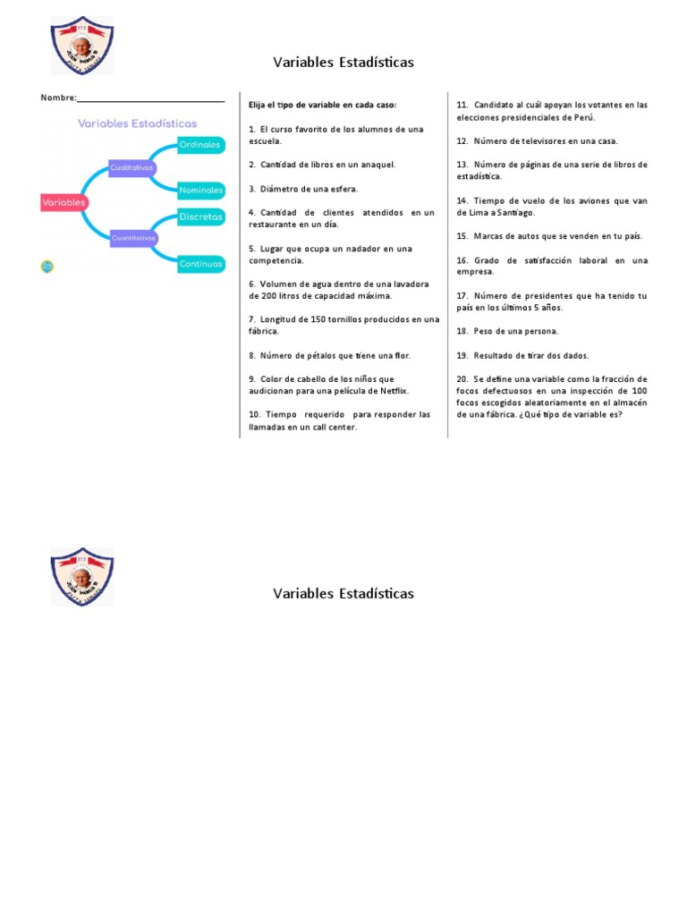Tipos-de-variables-estadísticas-Ejercicios-Resueltos-PDF | PDF