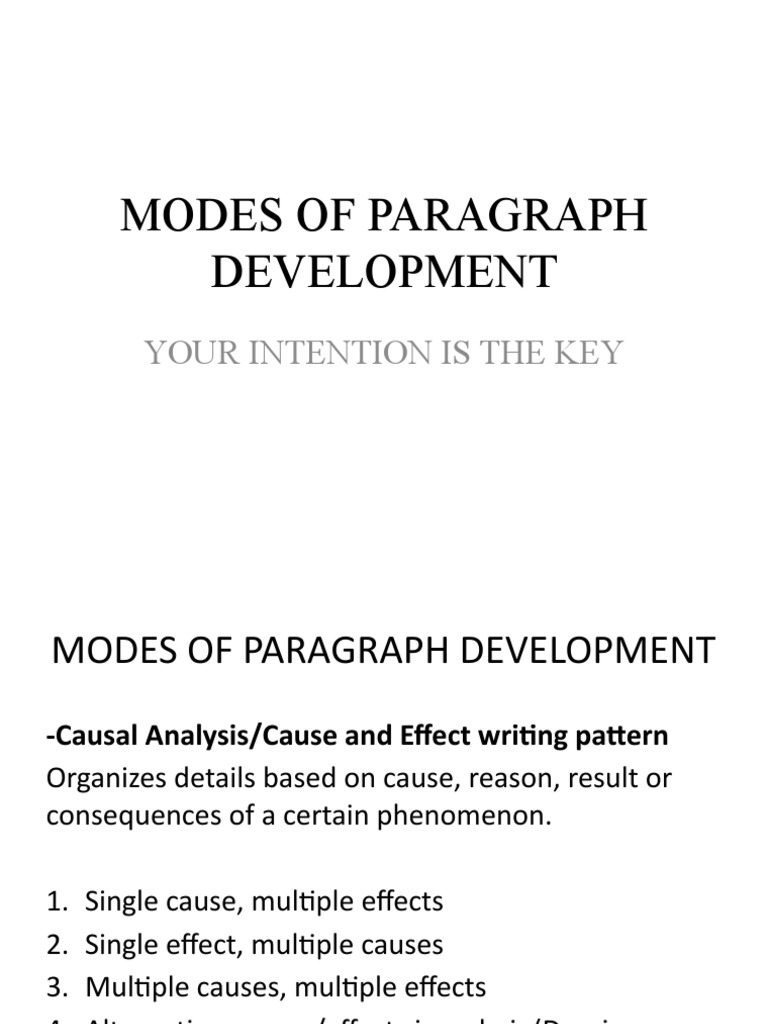 Modes of Paragraph Development 1 | PDF | Causality | Reason