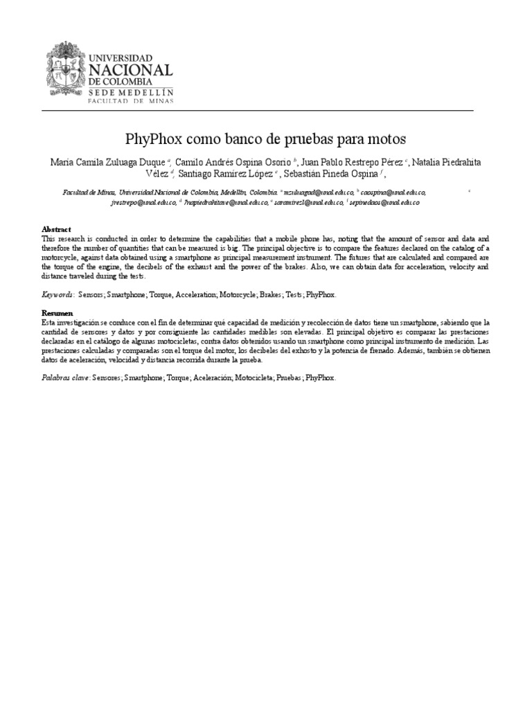 Phyphox Como Banco de Prueba de Motocicletas | PDF