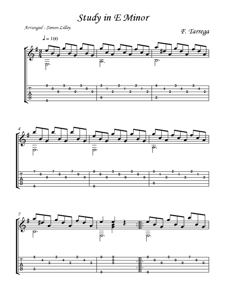 Study in e Minor Tab Tarrega 59ed2c8179f2c - 221124 - 144957 | PDF