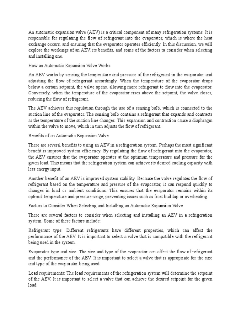 Improve Refrigeration System Efficiency with Automatic Expansion Valves ...