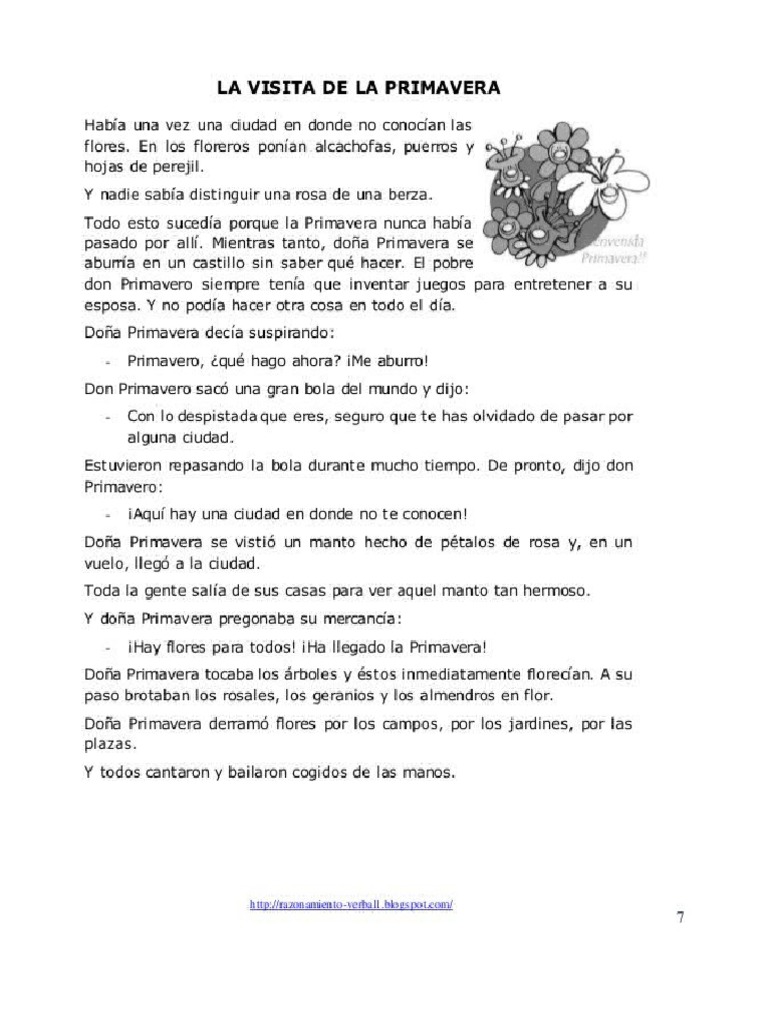 Comprensión Lectora: Doña Primavera | PDF | Artes del Lenguaje y ...