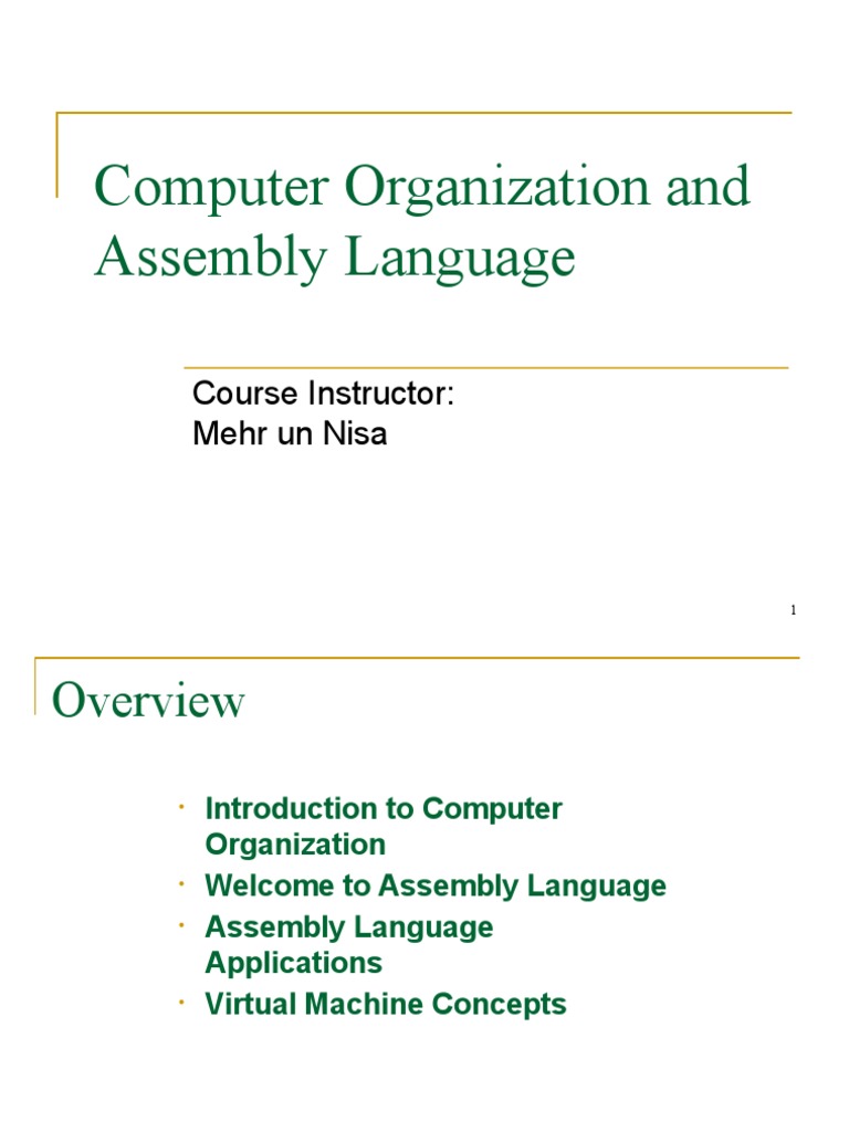 COAL Lec01 Introduction | PDF | Assembly Language | Computer Architecture