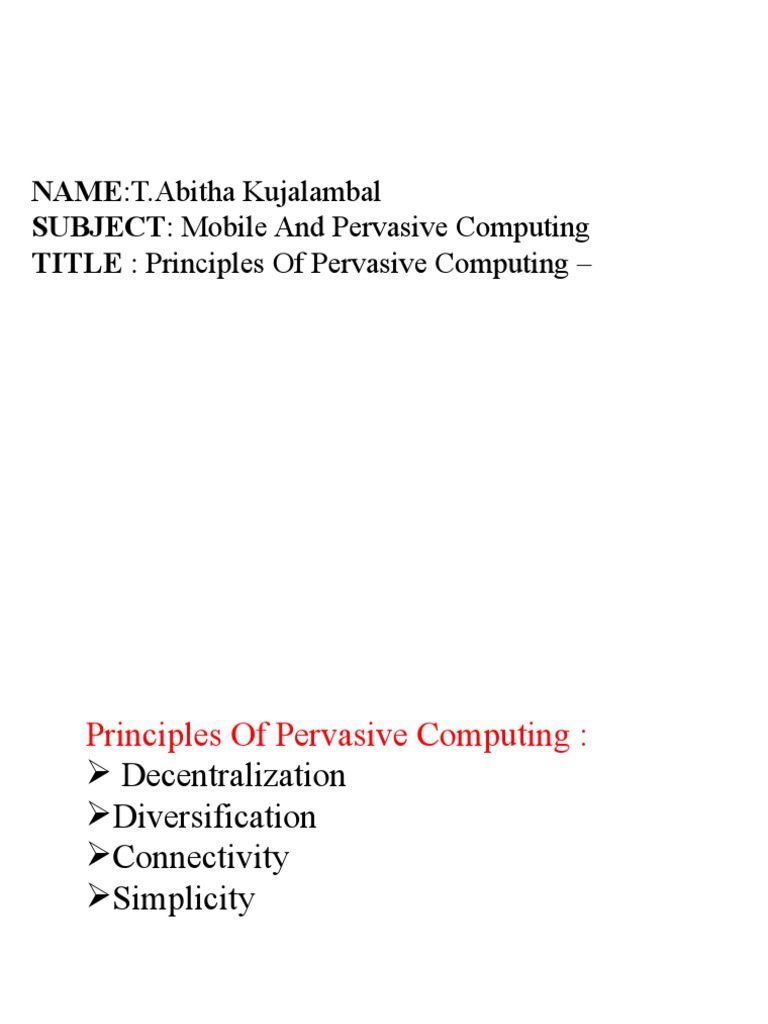 Principles of Pervasive Computing | PDF