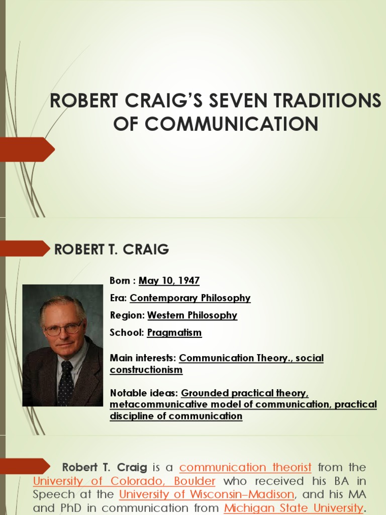 Robert Craigs Seven Traditions of Communication Lesson 1 | PDF ...