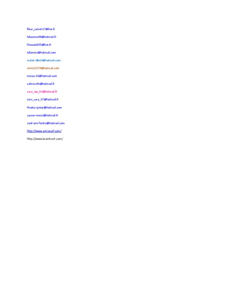 Email Contacts and Profiles List | PDF