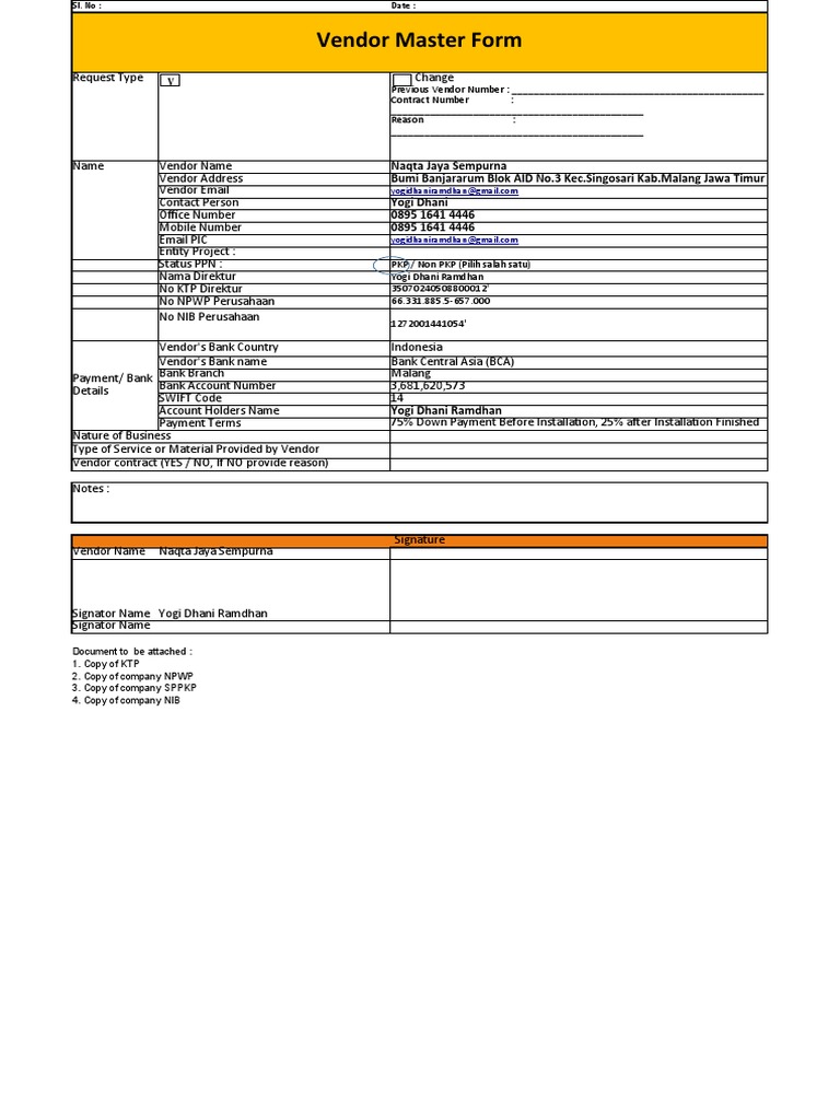 Vendor Information Form | PDF | Banking | Banks
