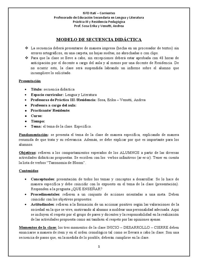 Modelo de Secuencia Didáctica | PDF | Maestros | Salón de clases