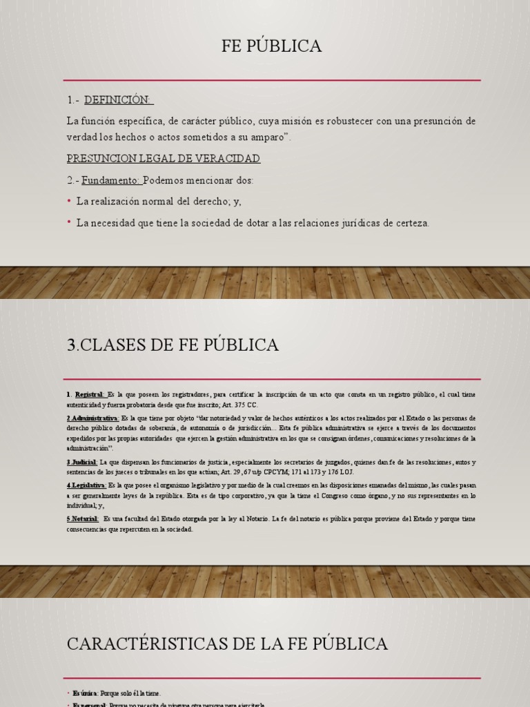 Clases y Características de la Fe Pública | PDF | Principios éticos ...