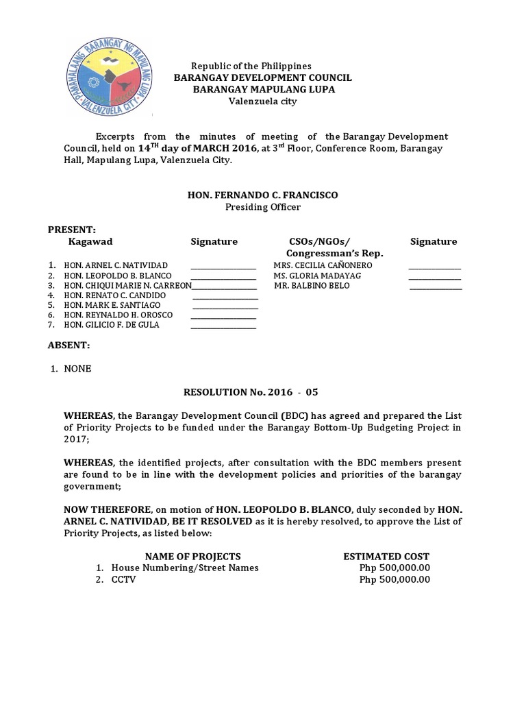 Annex 4 BDC Resolution BDP | PDF Annex 4 BDC Resolution BDP | PDF