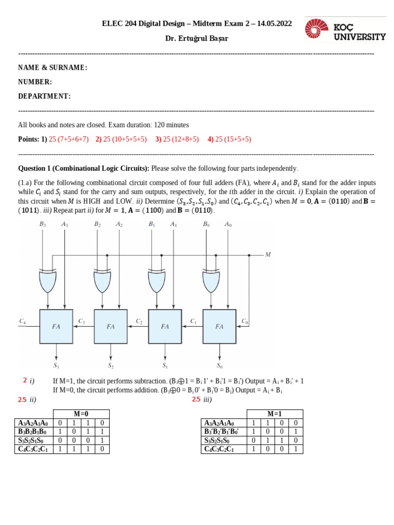 Midterm Ii Solutions Pdf Logic Gate Computing