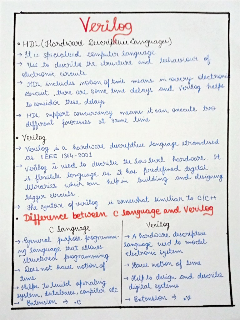 Verilog Hand Written Notes | PDF | Electronic Design Automation ... Verilog Hand Written Notes | PDF | Electronic Design Automation ...